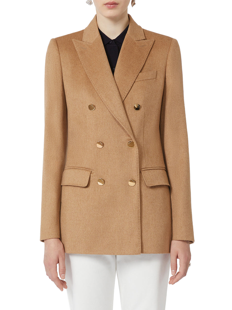 BLAZER IN DRAP DI CAMMELLO ZIBELLINATO – Suit Negozi